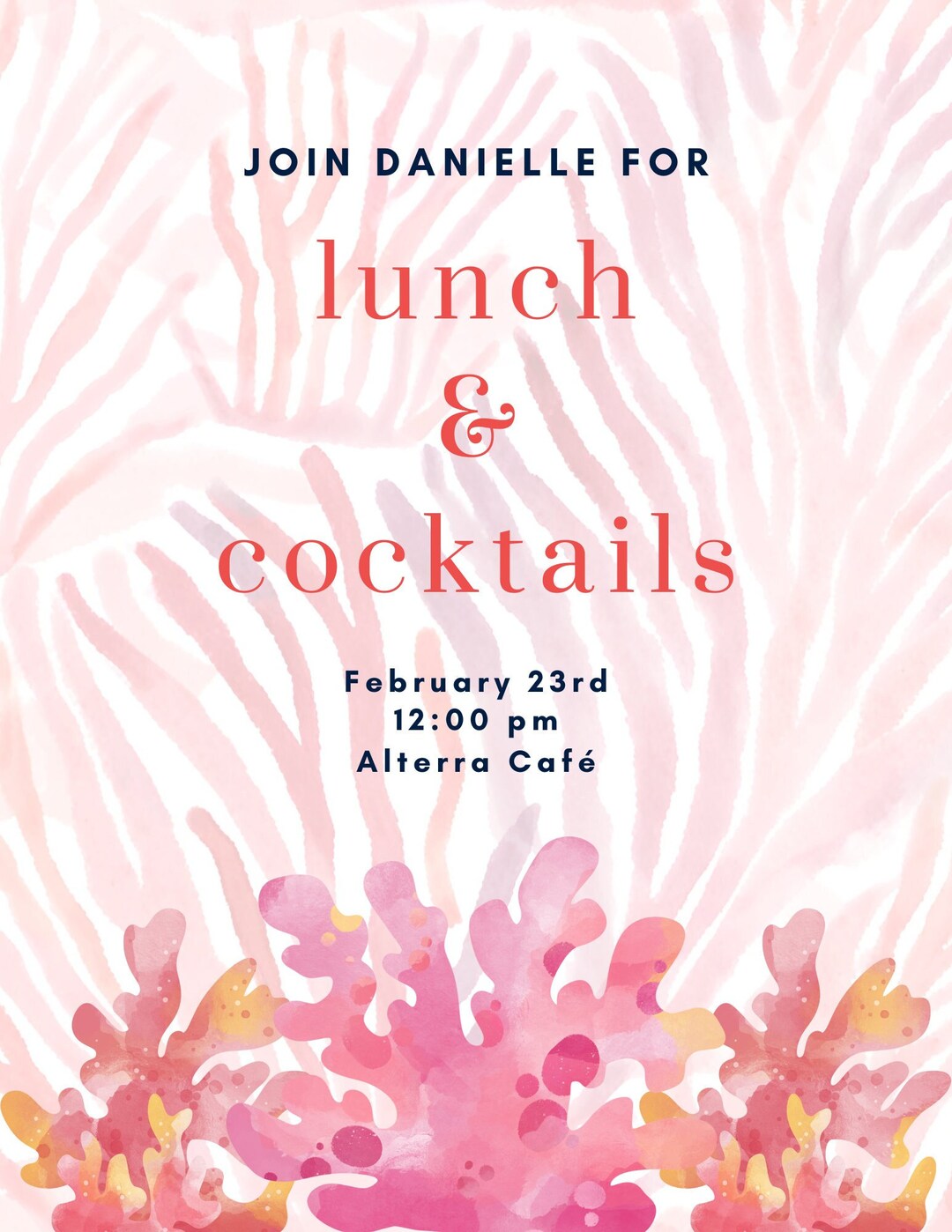 Coral Lunch & Cocktails Invite - Etsy