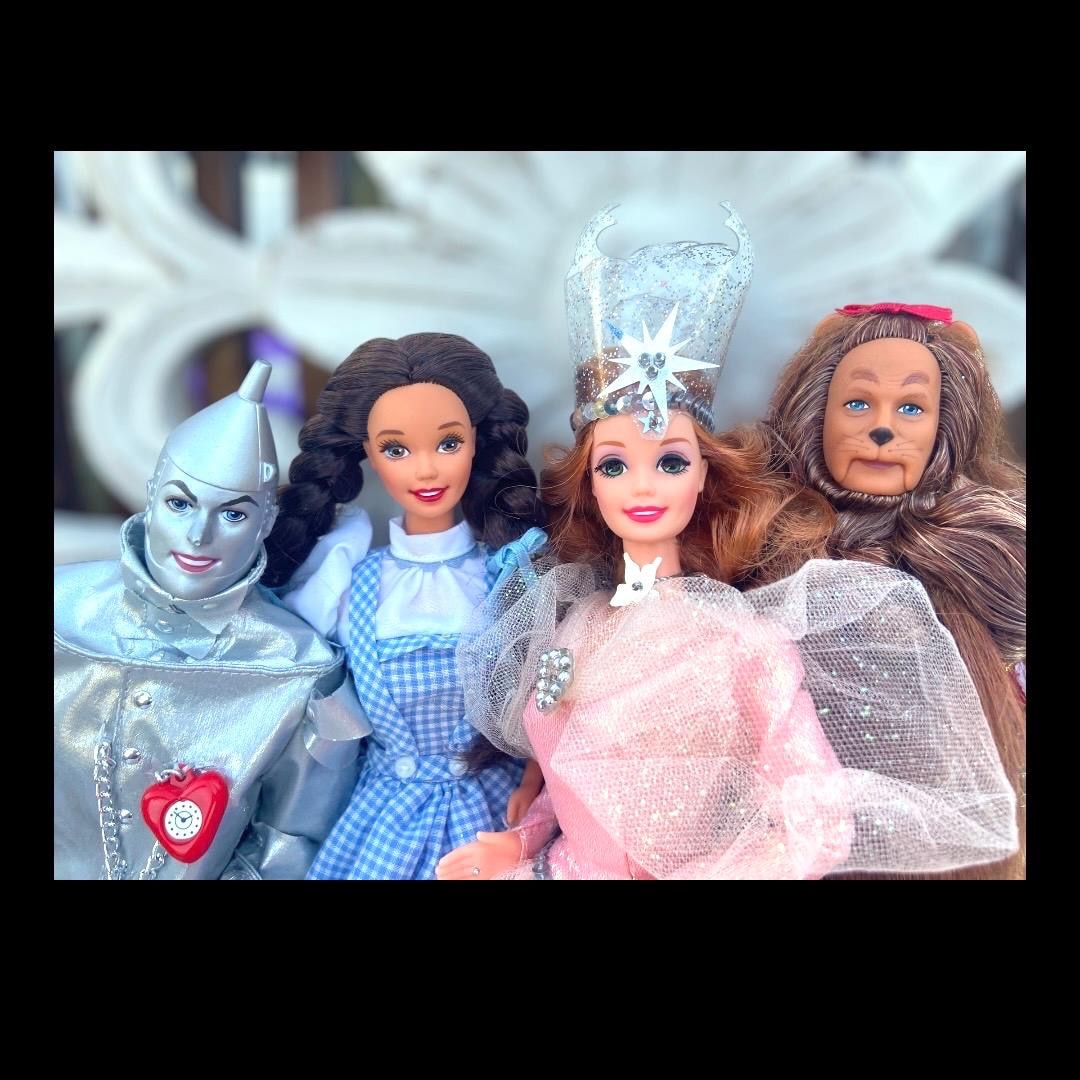 Vintage Lot Wizard of Oz Wicked Barbie Doll Set 4pc Dorothy Glenda Tin ...