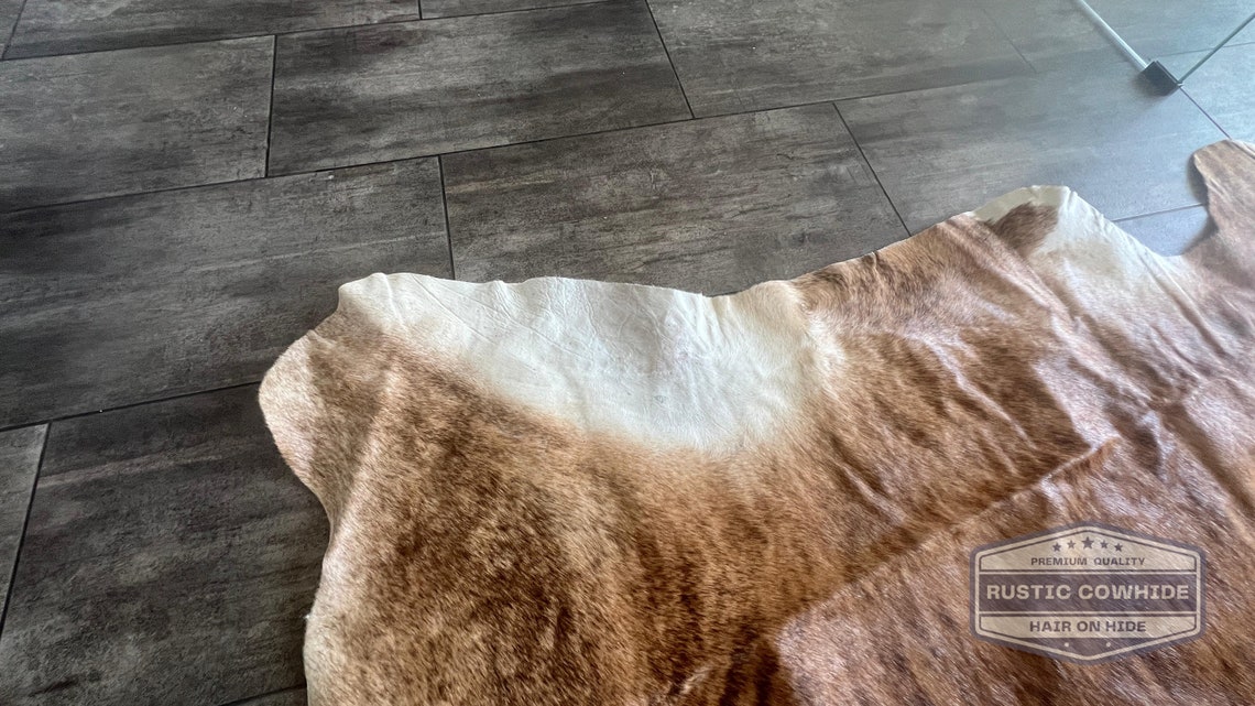 Cowhide Rug Large Brindle Brown Leather Size 66x 73 011 - Etsy
