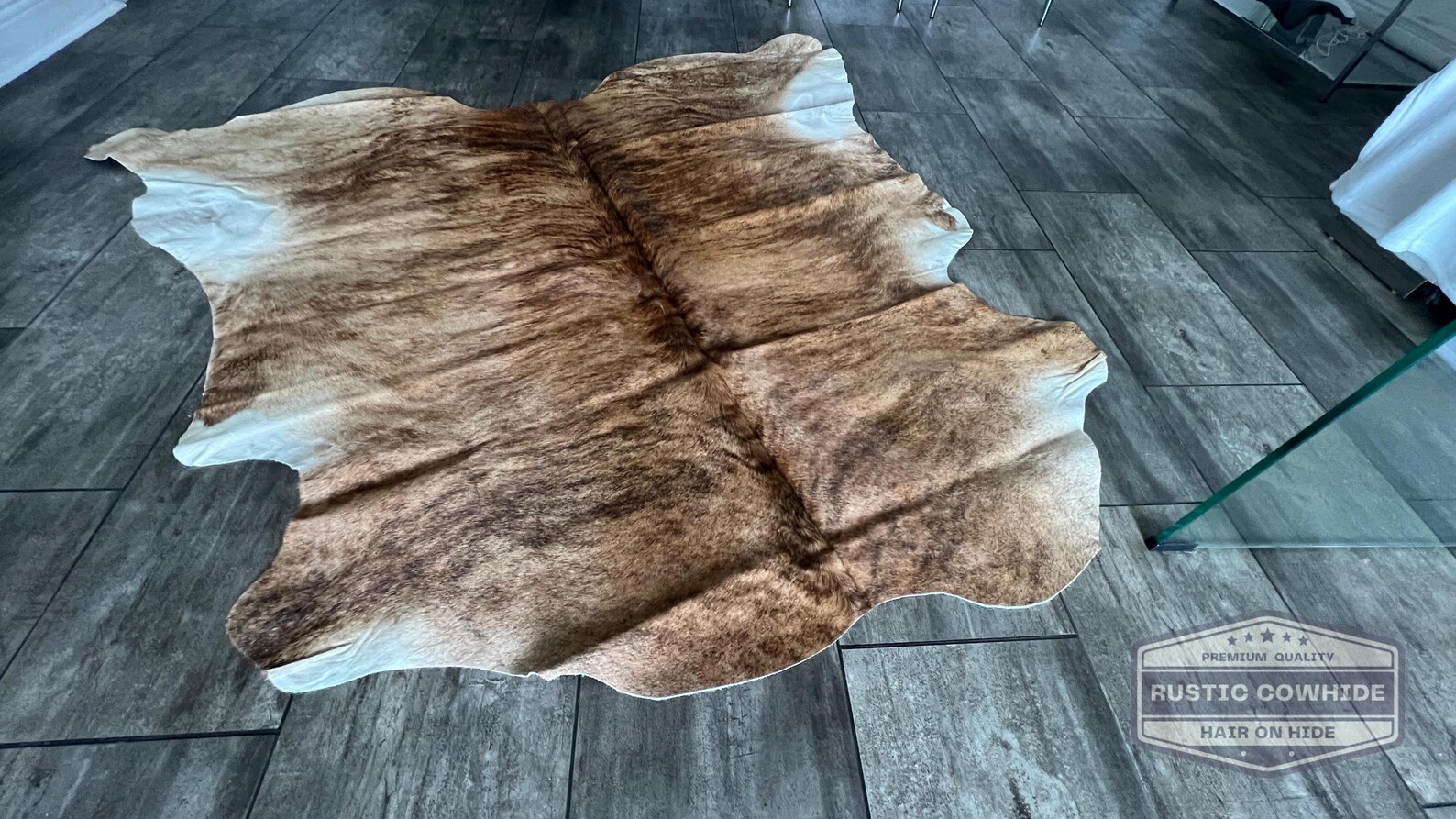 Cowhide Rug Large Brindle Brown Leather Size 66x 73 011 - Etsy