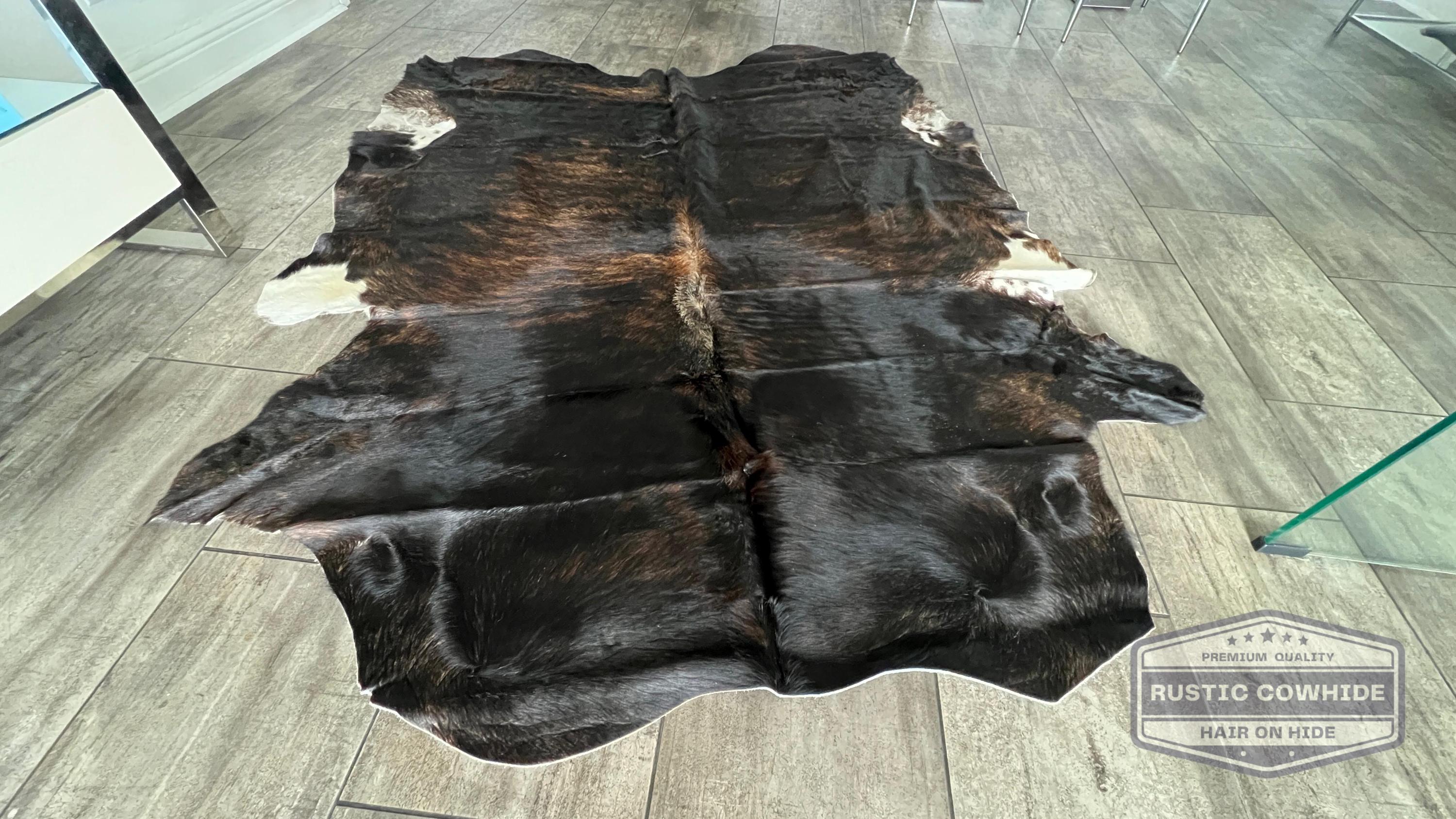 Cowhide Rug Large Brindle Dark White Leather Size 77 X 66 013 - Etsy
