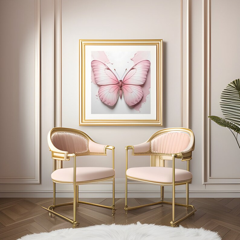 Pink Butterfly Wall Art Nature Print Digital Download for Boho Home ...