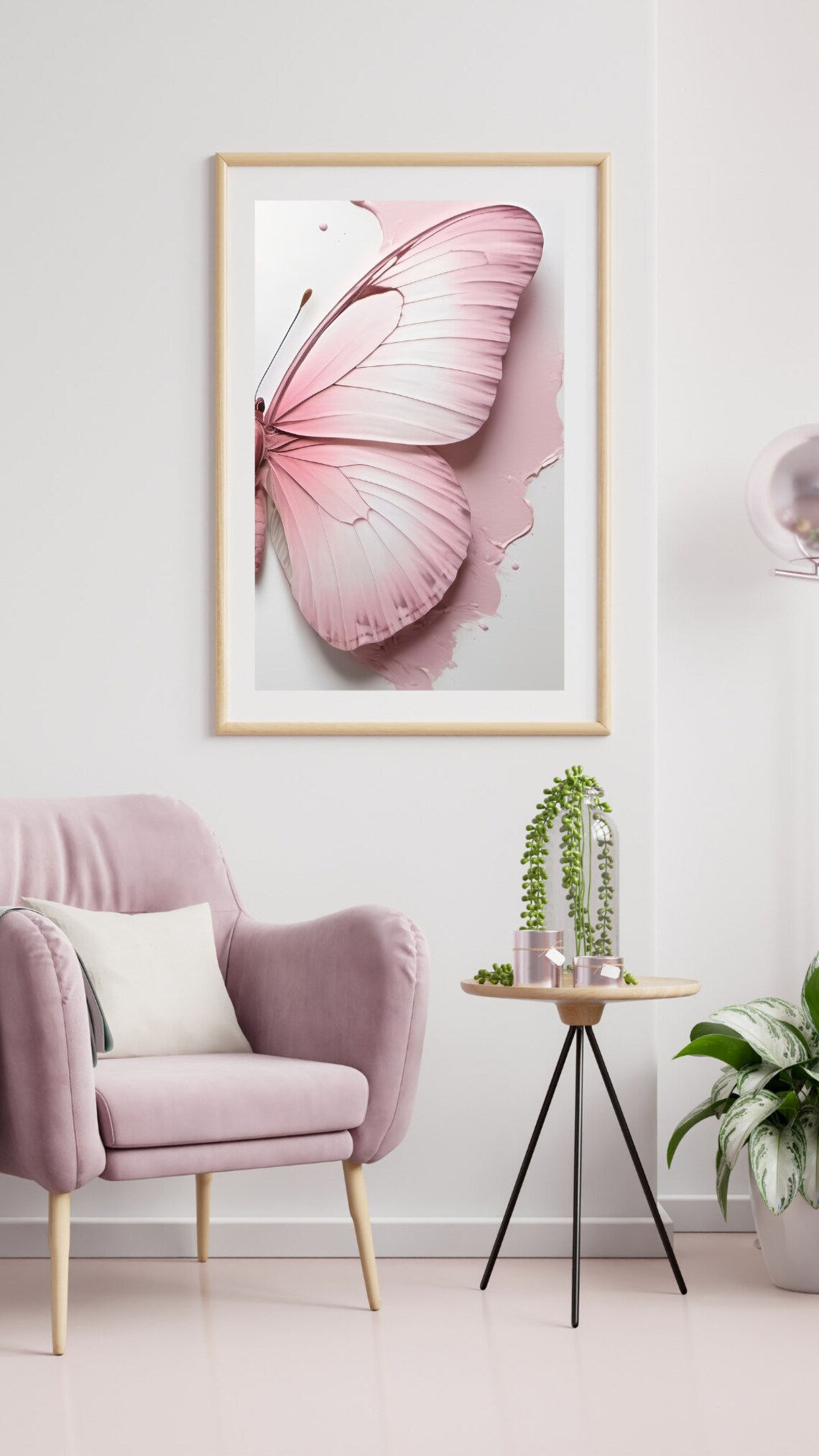 Pink Butterfly Wall Art Nature Print Digital Download for Boho Home ...