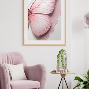 Pink Butterfly Wall Art Nature Print Digital Download for Boho Home ...