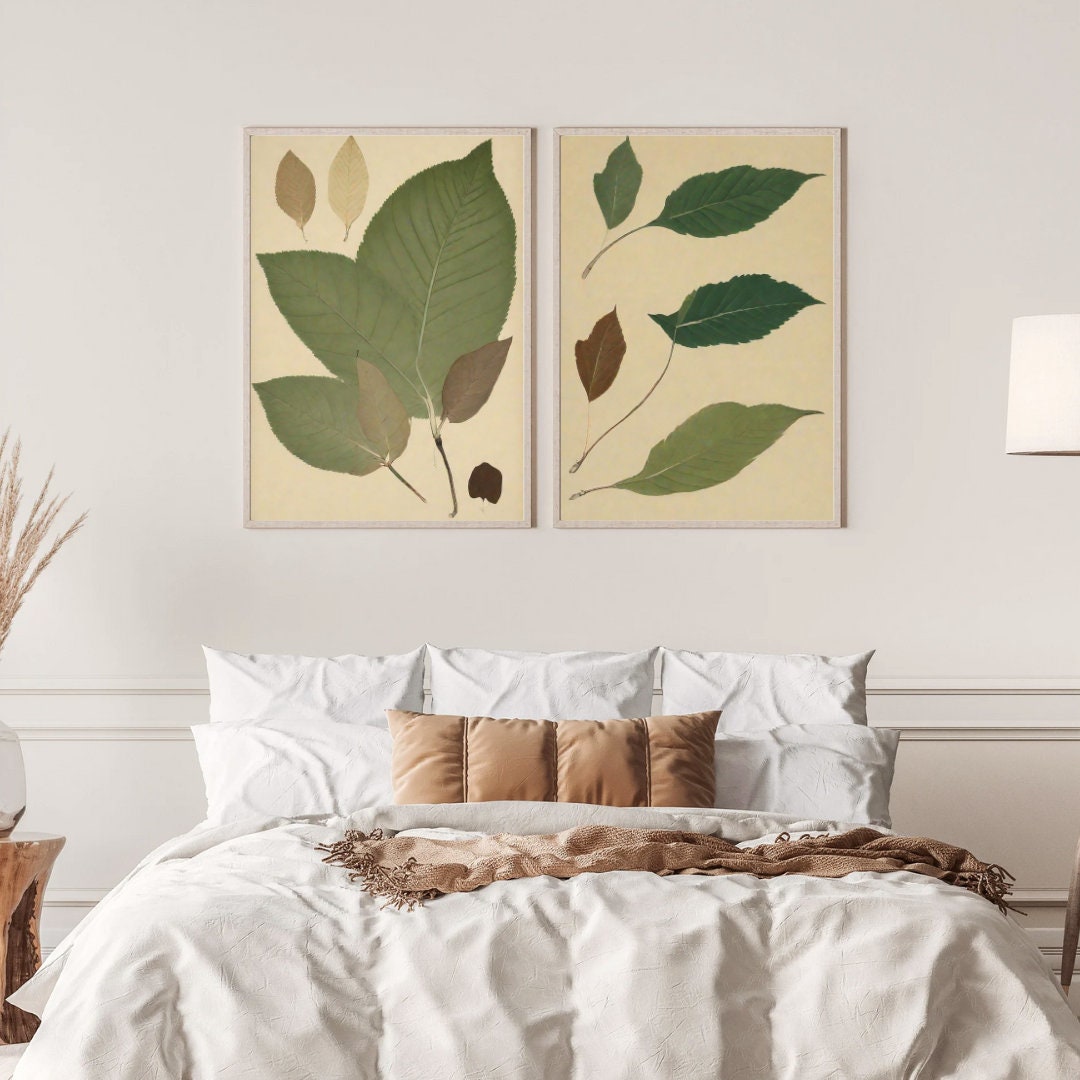 3 Vintage Leaf Images in a Lithograph Style Art Prints | High ...