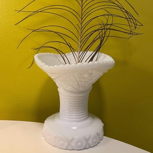 Thatcher/mckee Concord Milk Glass Vase/stand - A Piece of Glass History ...