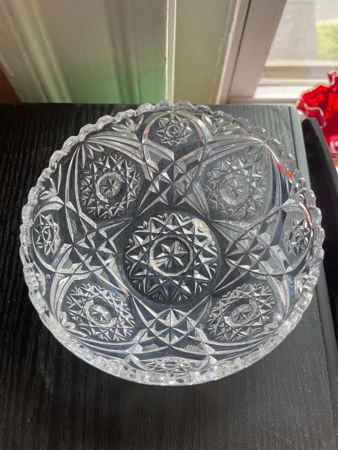 American Brilliant Cut Crystal Bowl: Hobstar and Arches Design - Etsy