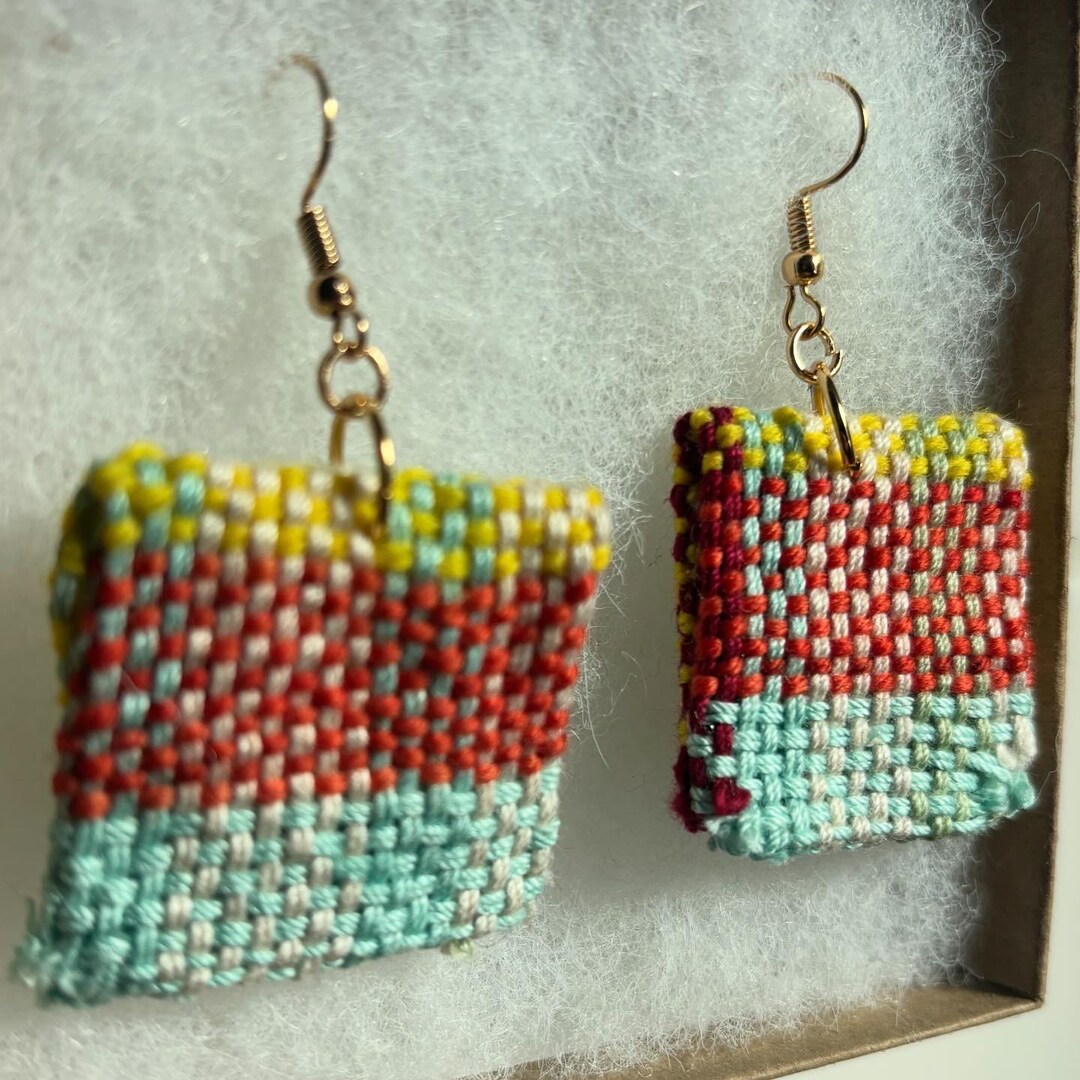 Handwoven Loom Bold and Bright Statement Earrings - One of a Kind ...