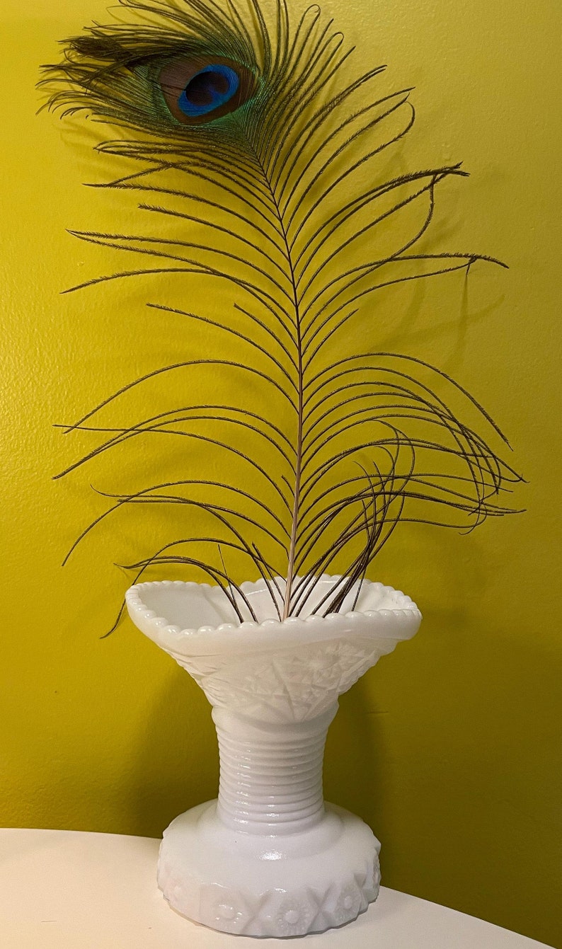 Thatcher/mckee Concord Milk Glass Vase/stand - A Piece of Glass History ...