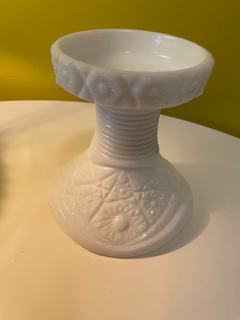 Thatcher/mckee Concord Milk Glass Vase/stand - A Piece of Glass History ...