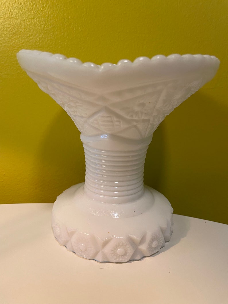 Thatcher/mckee Concord Milk Glass Vase/stand - A Piece of Glass History ...