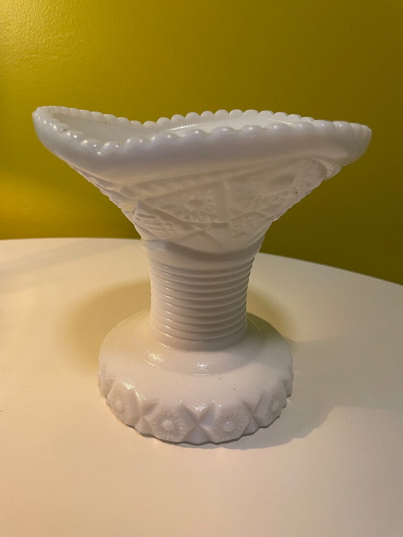 Thatcher/mckee Concord Milk Glass Vase/stand - A Piece of Glass History ...