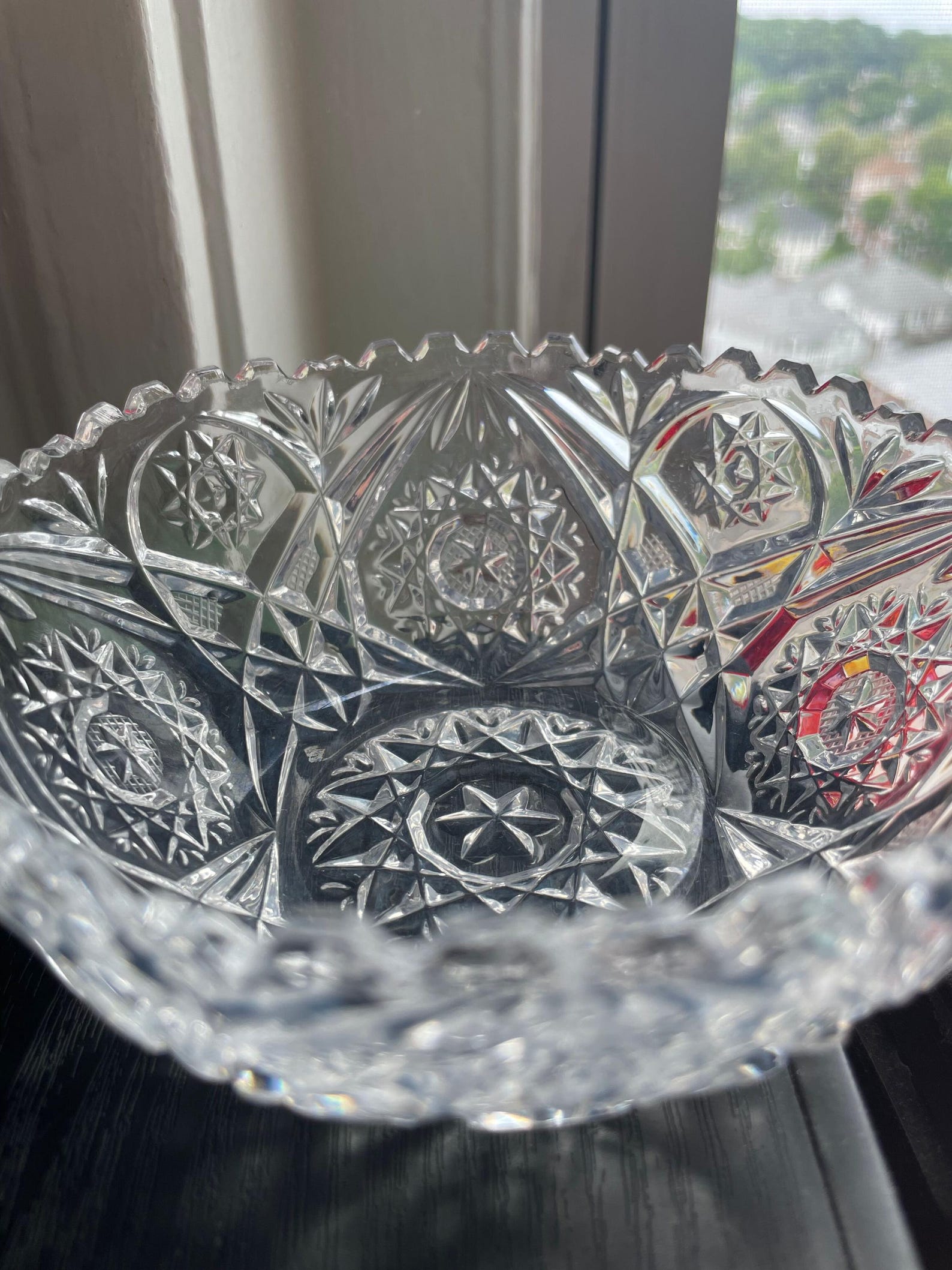 American Brilliant Cut Crystal Bowl: Hobstar and Arches Design - Etsy