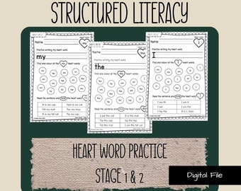 Heart Words Stage 3 Worksheet Practice Structured Literacy - Etsy