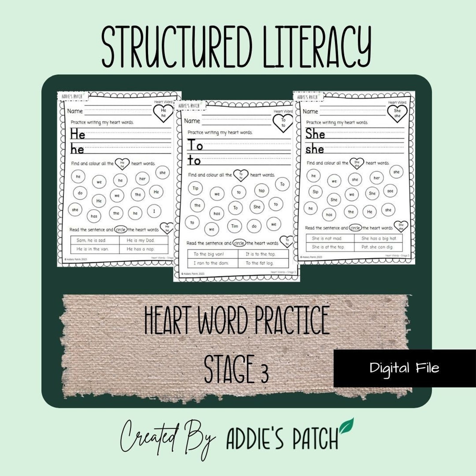 Heart Words Stage 3 Worksheet Practice Structured Literacy - Etsy