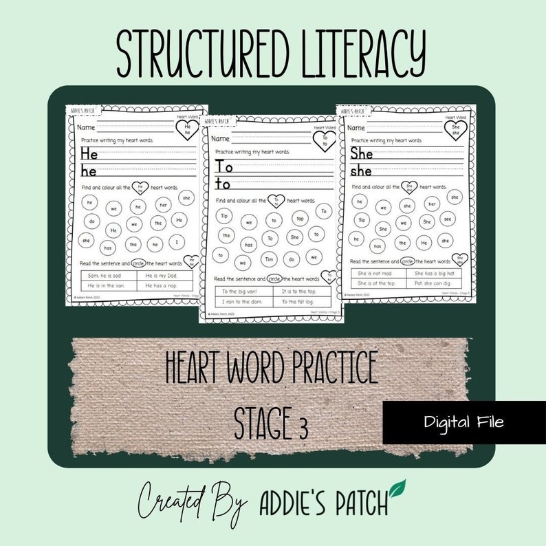Heart Words Stage 3 Worksheet Practice Structured Literacy - Etsy
