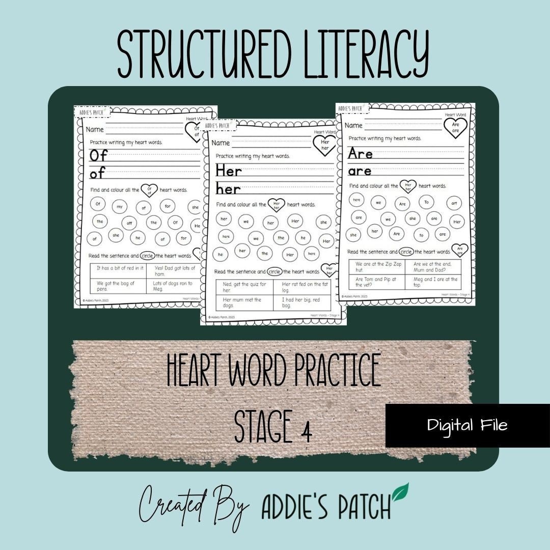 Heart Words Stage 4 Worksheet Practice Structured Literacy - Etsy