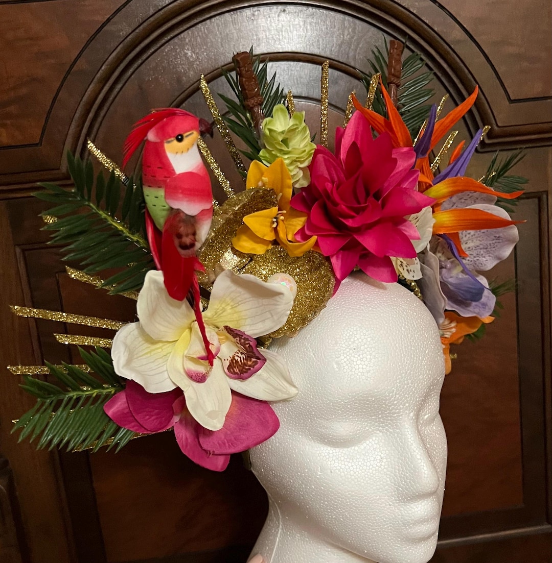 Tiki Floral Fascinator Headband - Luau - Tropical - Burlesque ...
