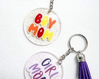 Personalized “girl Mom” or “boy Mom” Keychain – Cute Acrylic/resin ...