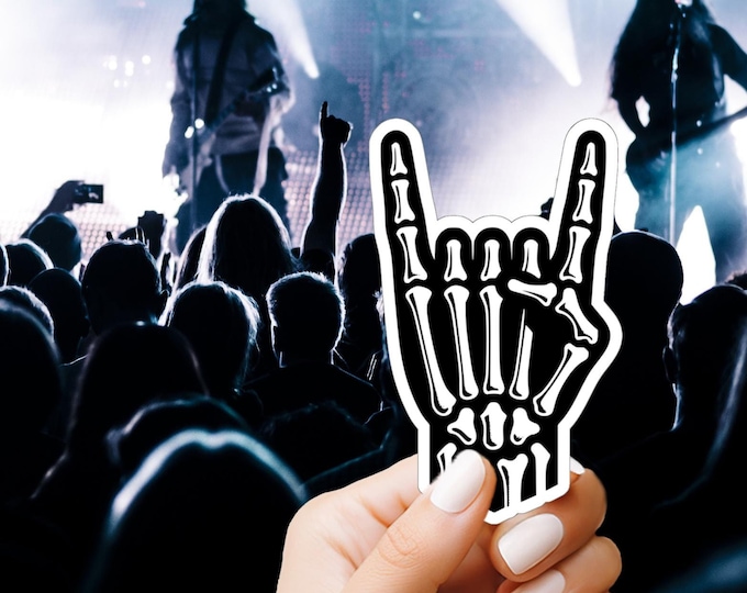 Rock Skeleton Sticker, Skeleton Sticker, Rock and Roll Sticker ...