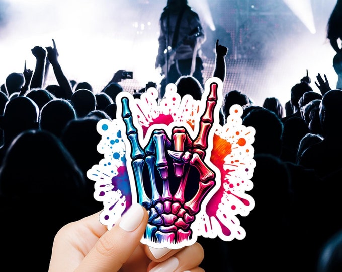 Rock Skeleton Sticker, Skeleton Sticker, Rock and Roll Sticker ...