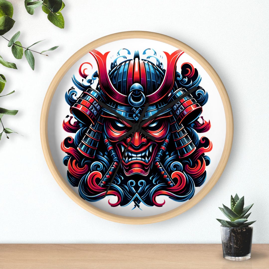 Samurai Oni Inspired Wall Clock | Bold Japanese Art, Unique Home Decor ...