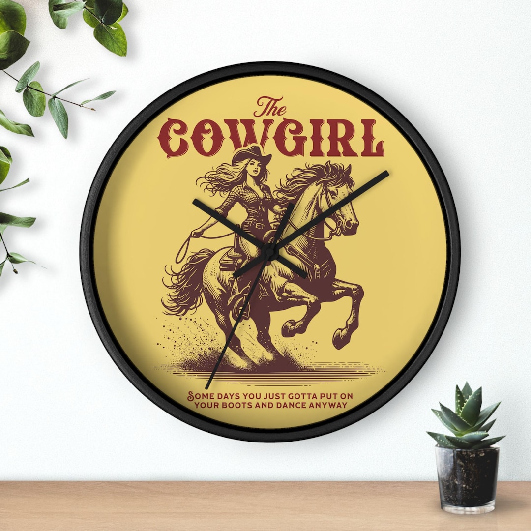 Cowgirl Wall Clock - Vintage Western Decor, Horse Lover Gift, Country ...