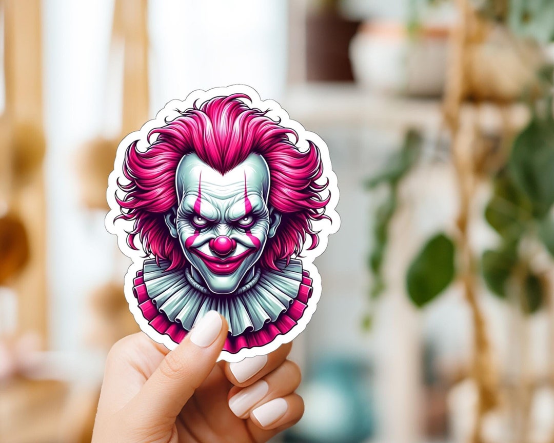 Sticker Pink Psycho Clown Sticker, Clown Killer Sticker, Halloween ...