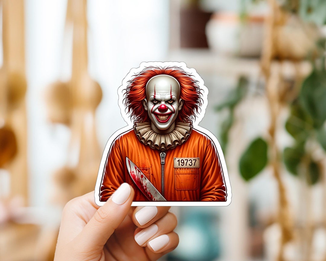 Sticker Psycho Killer Clown Sticker, Clown Killer Sticker, Halloween ...