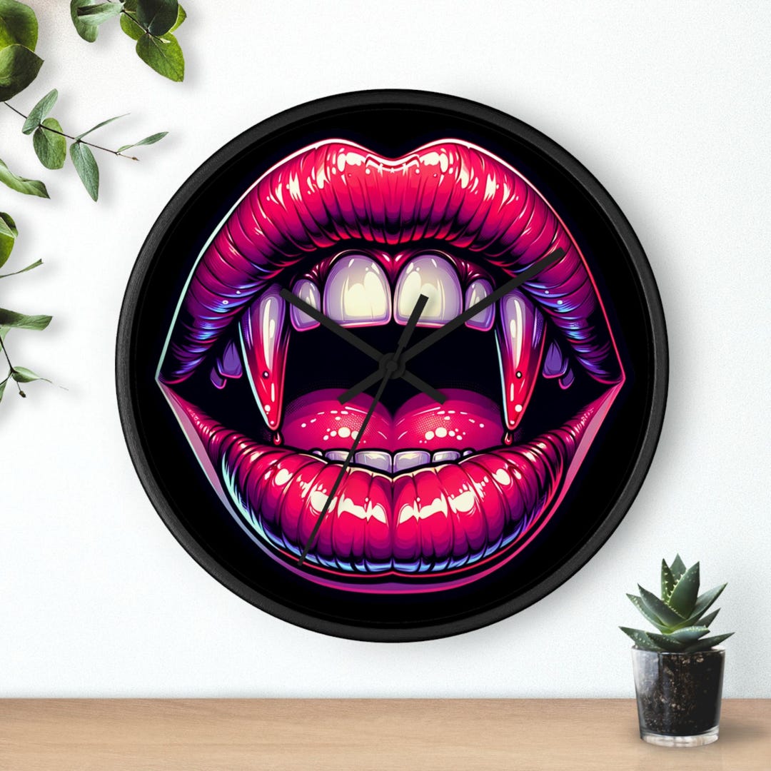 Vampire Hot Lips Wall Clock, Gothic Home Decor, Unique Timepiece for ...