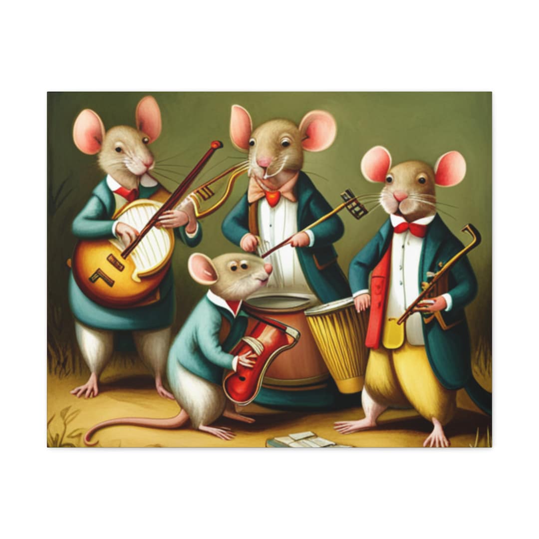 Cute Painting of Mice Playing Instruments Decoration for Home or Office ...