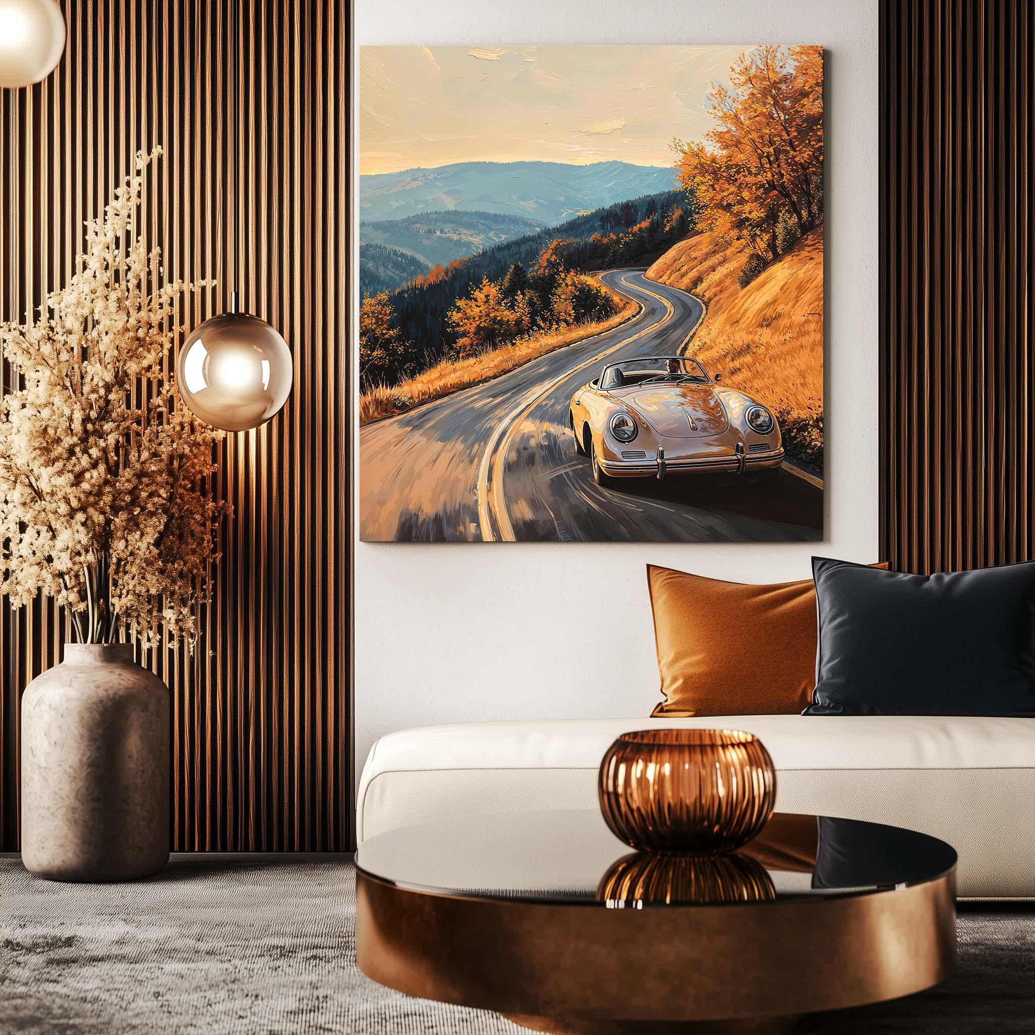 Golden Drive – Vintage Porsche Racing Through Autumn Oil Painting ...