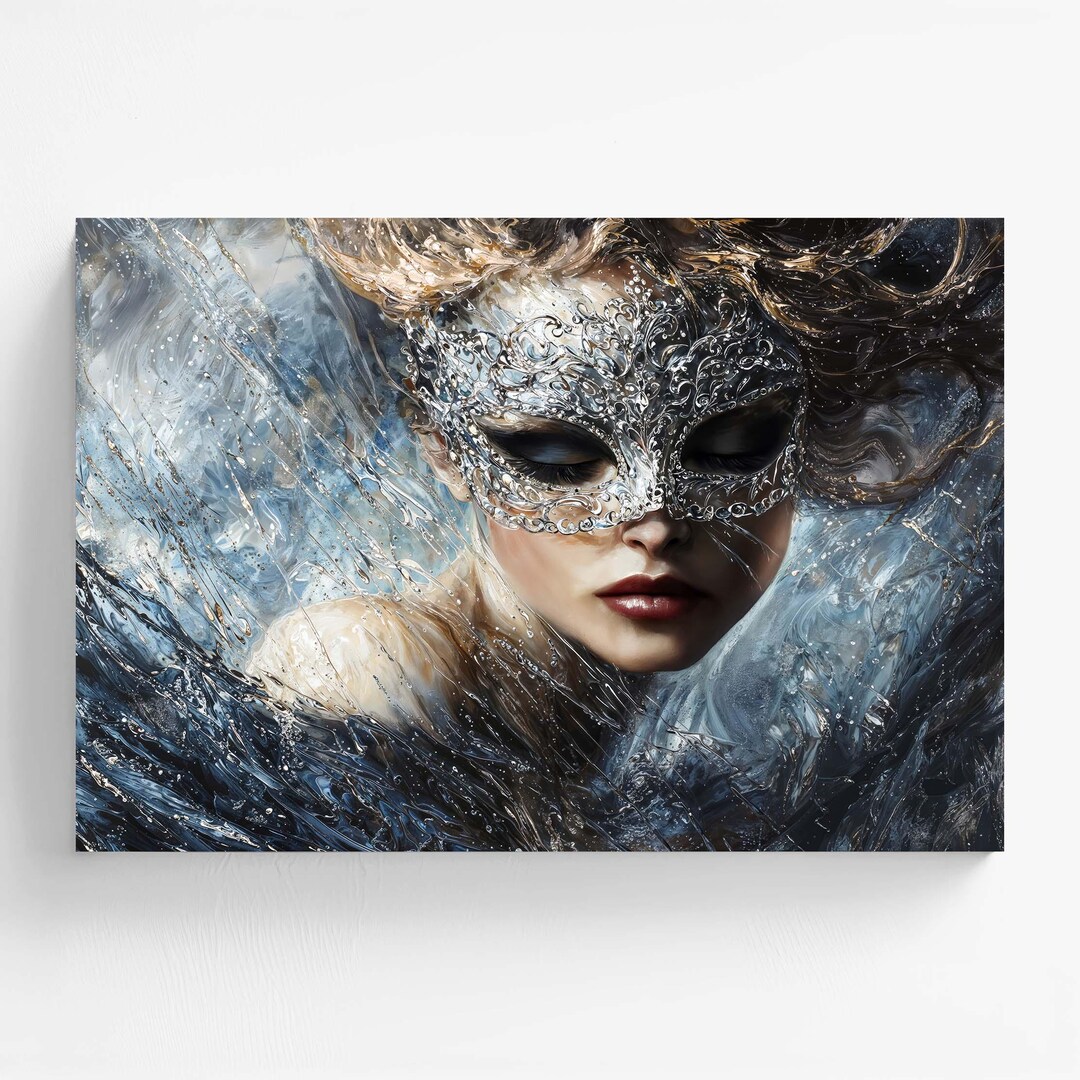 Silvershroud – Enchanted Masquerade Wall Art | Silver Mask Female ...