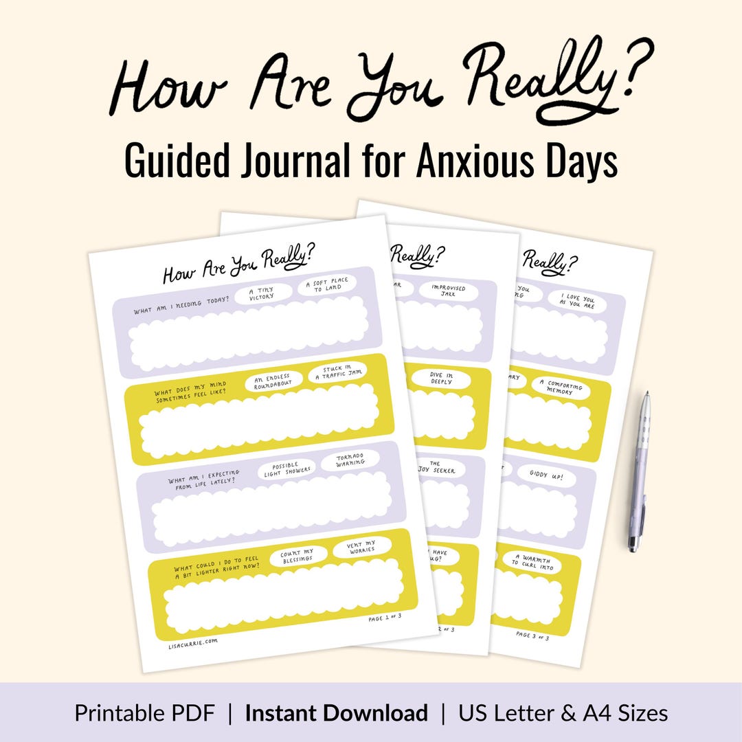 Guided Journal Prompts for Anxious Days • Printable Anxiety & Overwhelm ...
