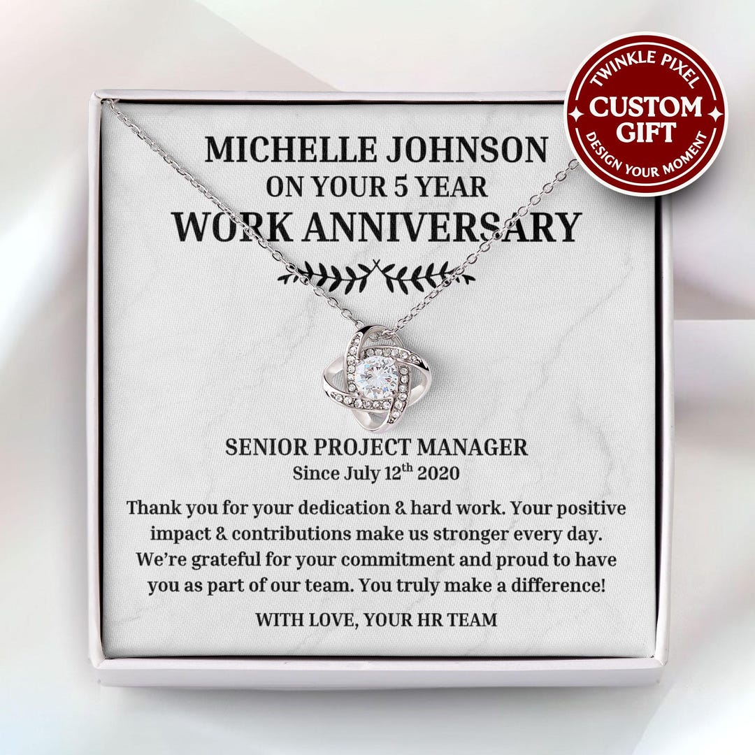 Personalized Work Anniversary Necklace - Custom 5 Years of Service ...