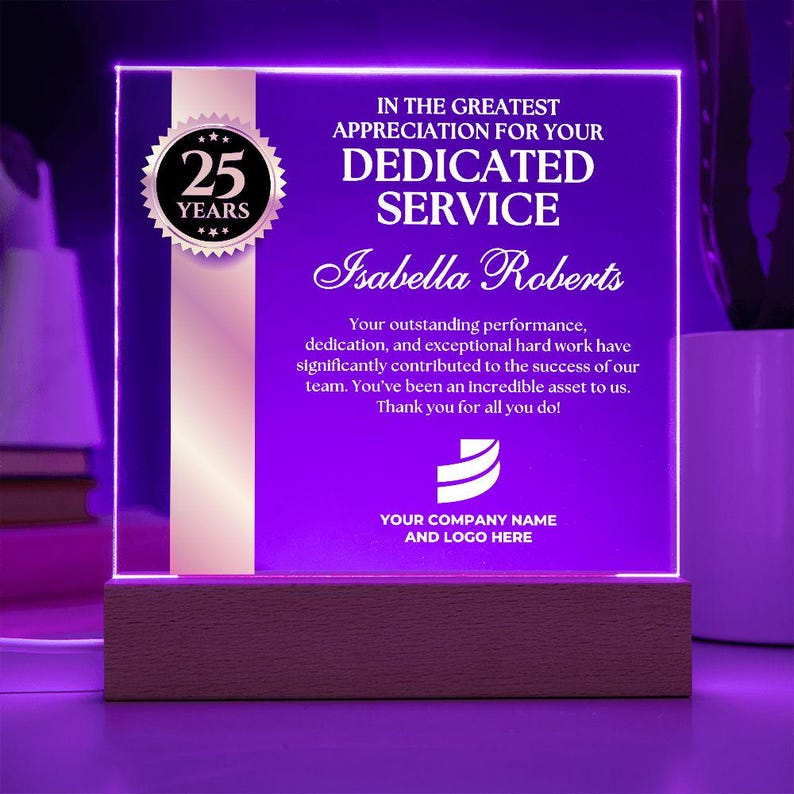 Custom Employee Appreciation Light up Plaque - Achievement Award Gifts ...