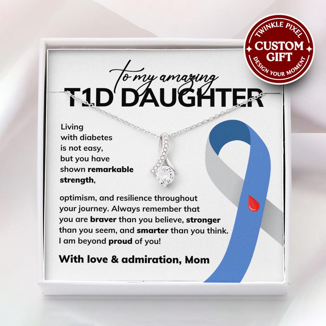 Diabetes Awareness Necklace - T1D T2D Warrior Fighter Gift for Daughter ...