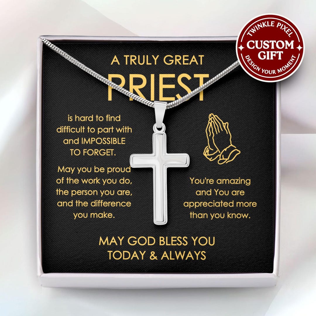 Priest Cross Necklace - Gift for Priest, Thank You Priest, Appreciation ...