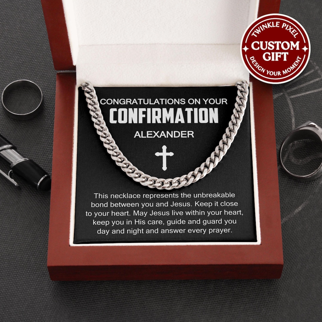 Custom Confirmation Gift for Man Necklace - Catholic Confirmation Gift ...