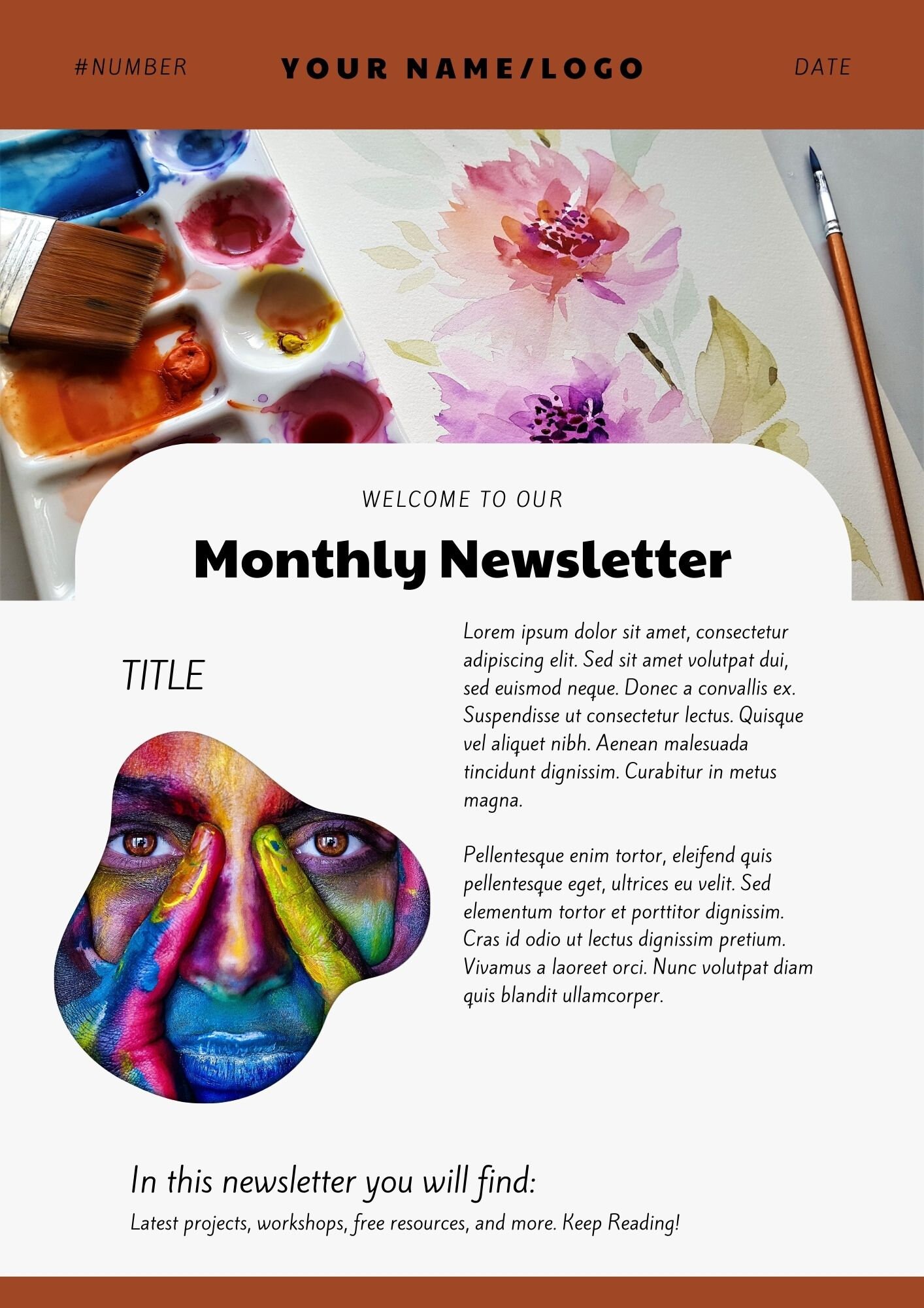 Editable Monthly Newsletter for Artists, Canva Template for Creative ...