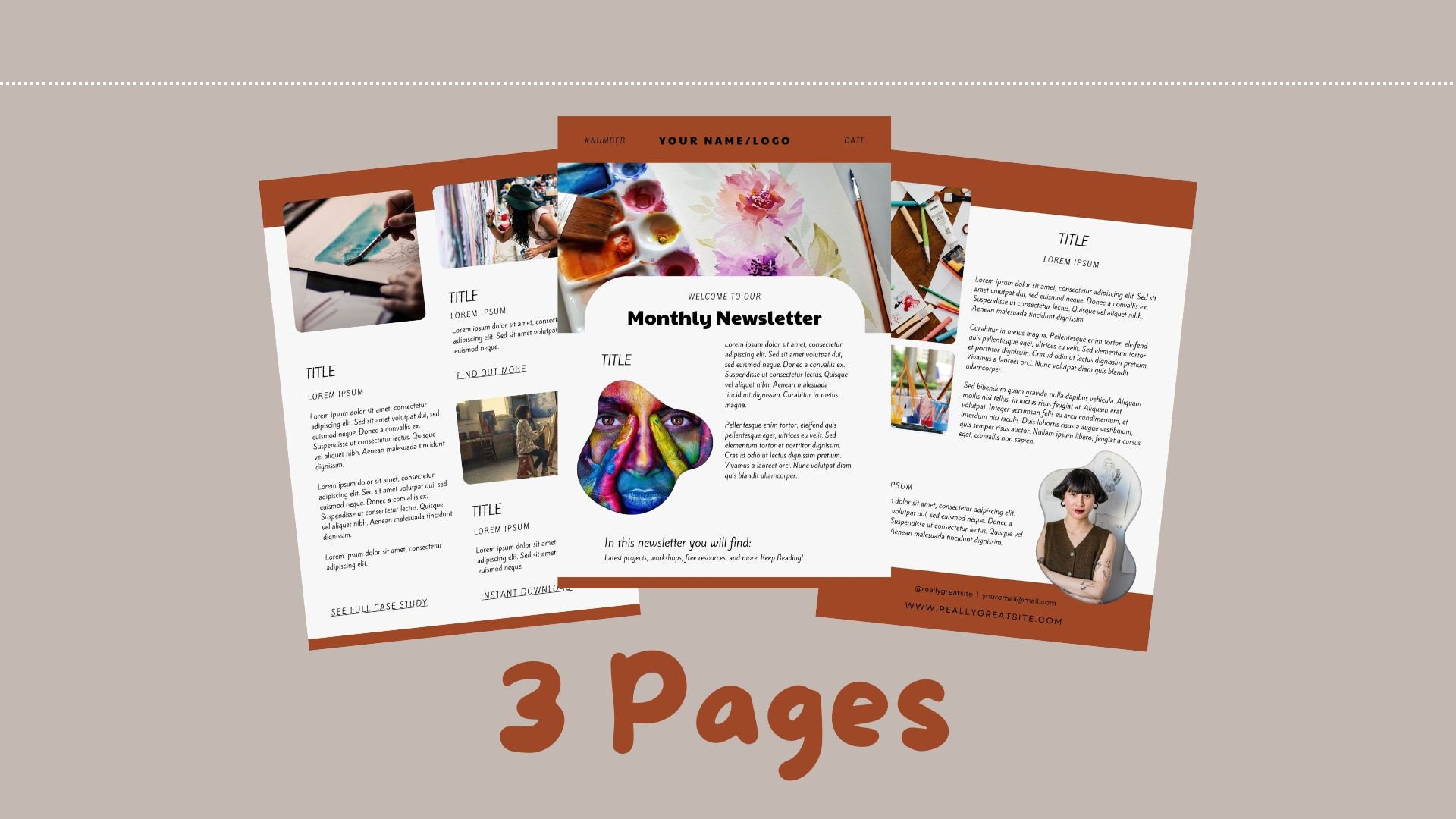 Editable Monthly Newsletter for Artists, Canva Template for Creative ...