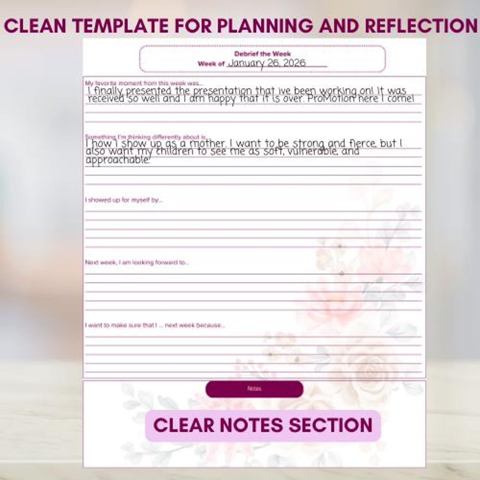 Digital Journal Prompt Template | Weekly Journal Prompts for Reflection ...