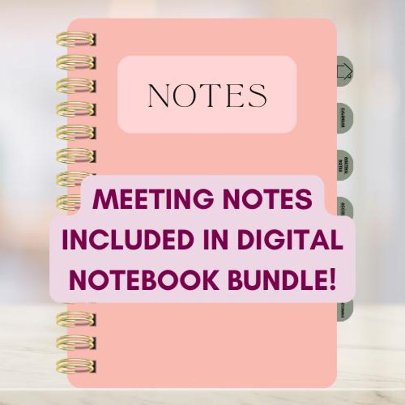Digital Meeting Notes Template | Minimalist iPad Planning (PDF Download ...