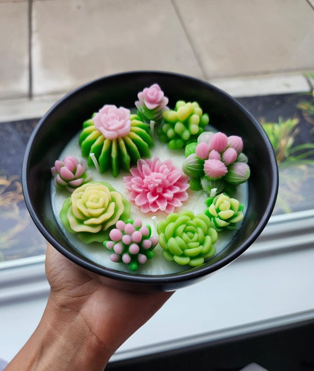 Terrarium Succulent Candle, Four Wick Candle, Gift for Her, Cactus ...