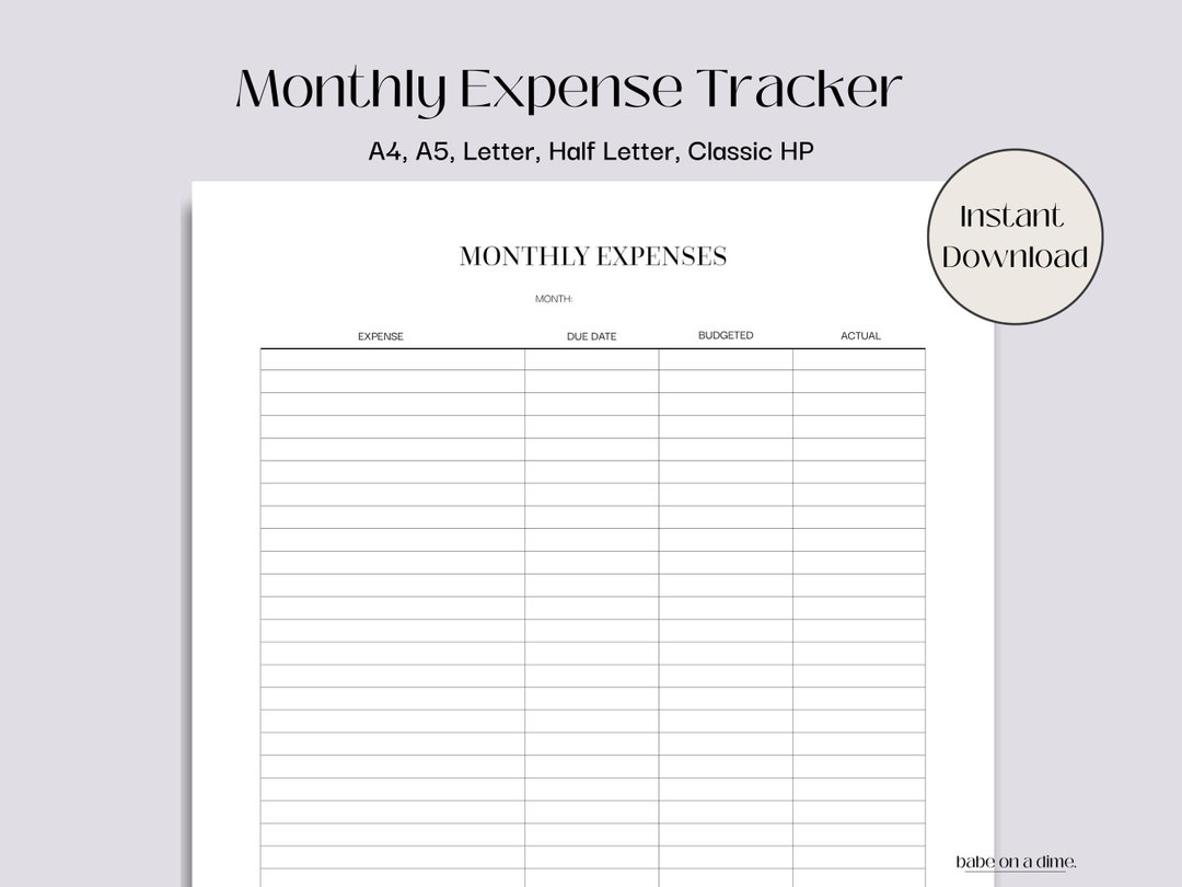 Monthly Expense Tracker for Planner Digital Download Goodnotes Template ...