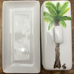 Palm Tree Butter Dish, Palm Tree Butter Dish With Lid - Etsy