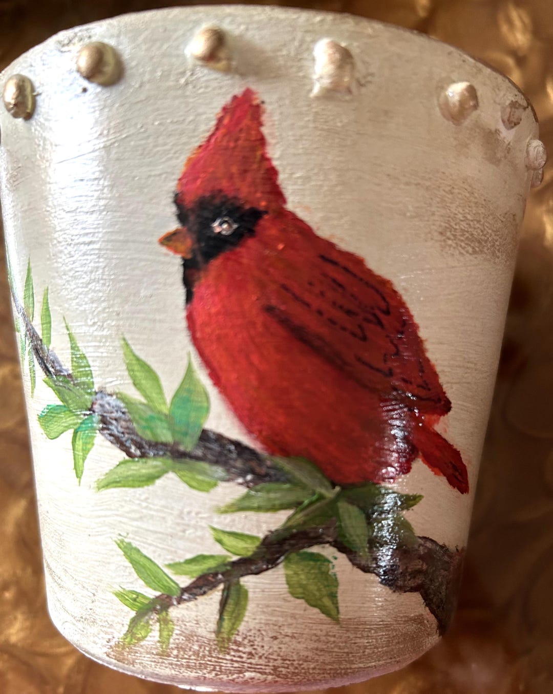 Cardinal Flower Pot, Hand Painted Red Cardinal Clay Pot, Planter - Etsy