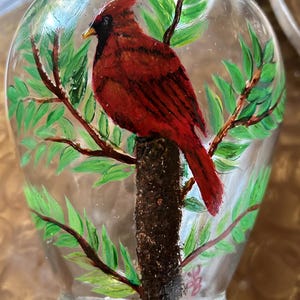 Cardinal Vase, Painted Cardinal Glass Vase, Floral Vase - Etsy