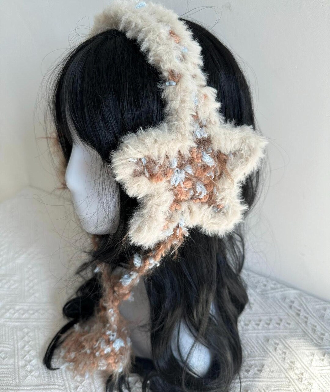 Oat Latte Star Ear Muffs, Winter Ear Warmers, Gifts for Her, Crochet ...