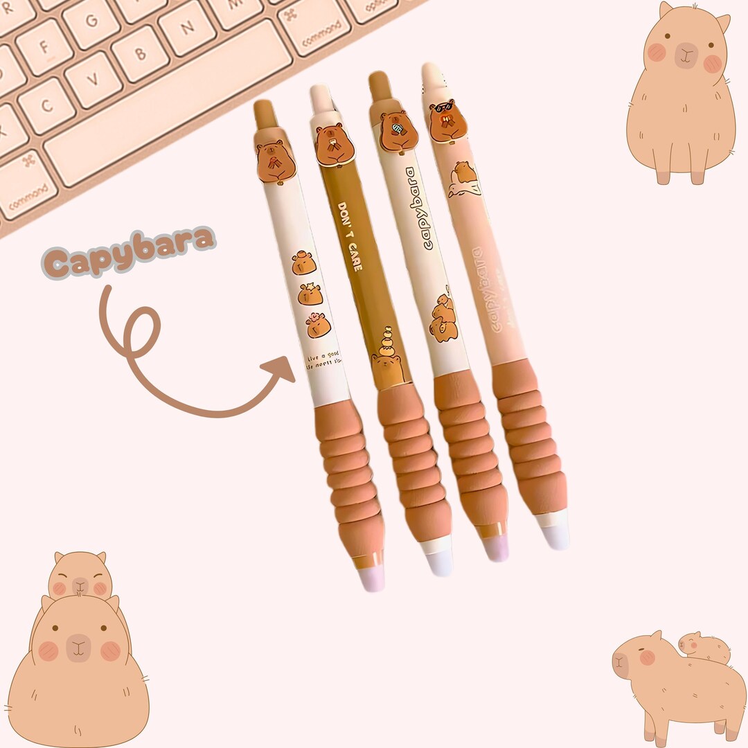 Adorable Capybara Foam Grip Pens Set of 4 Black Ink - Etsy